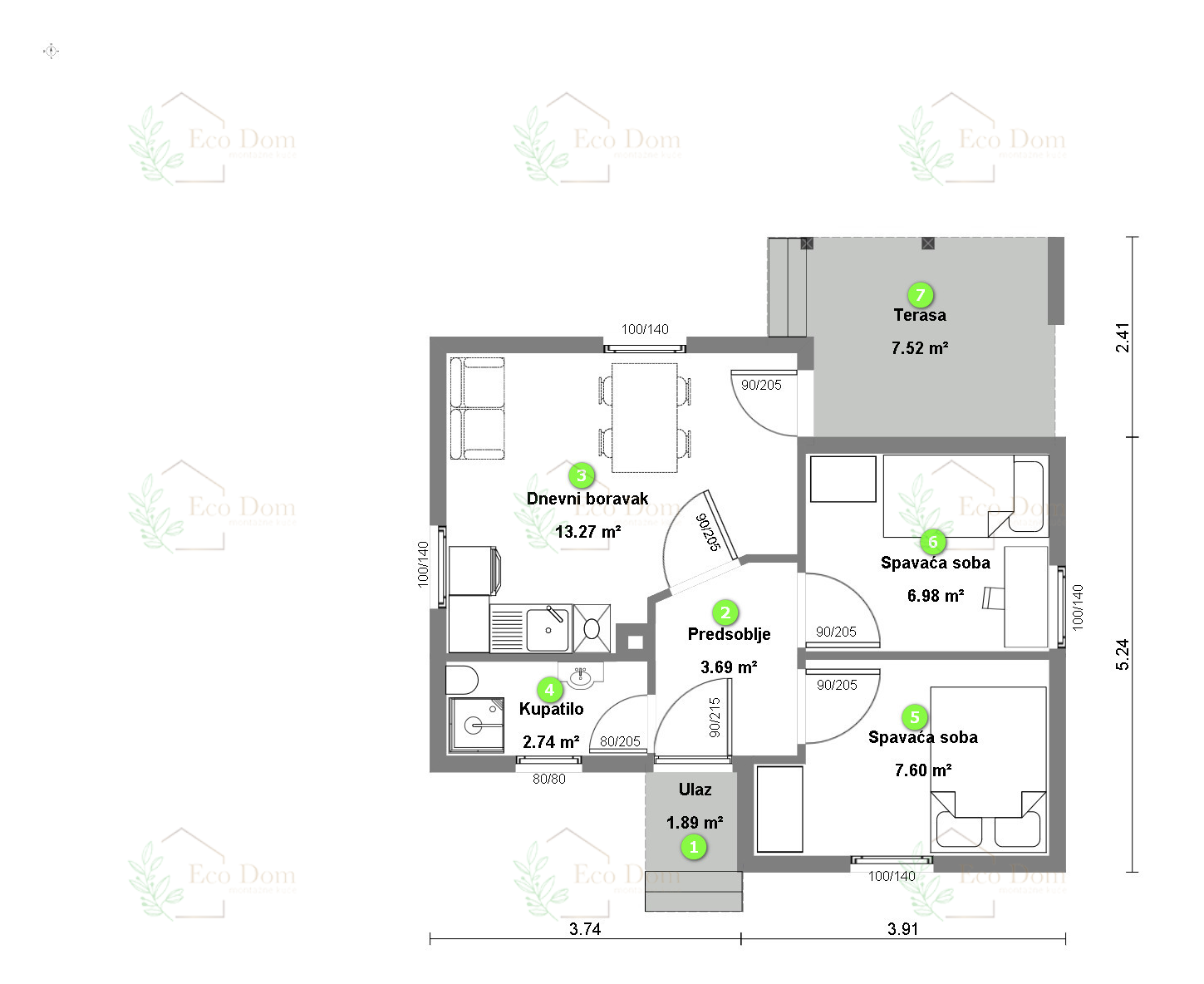 Prefab house Eco 44A – Ecodom