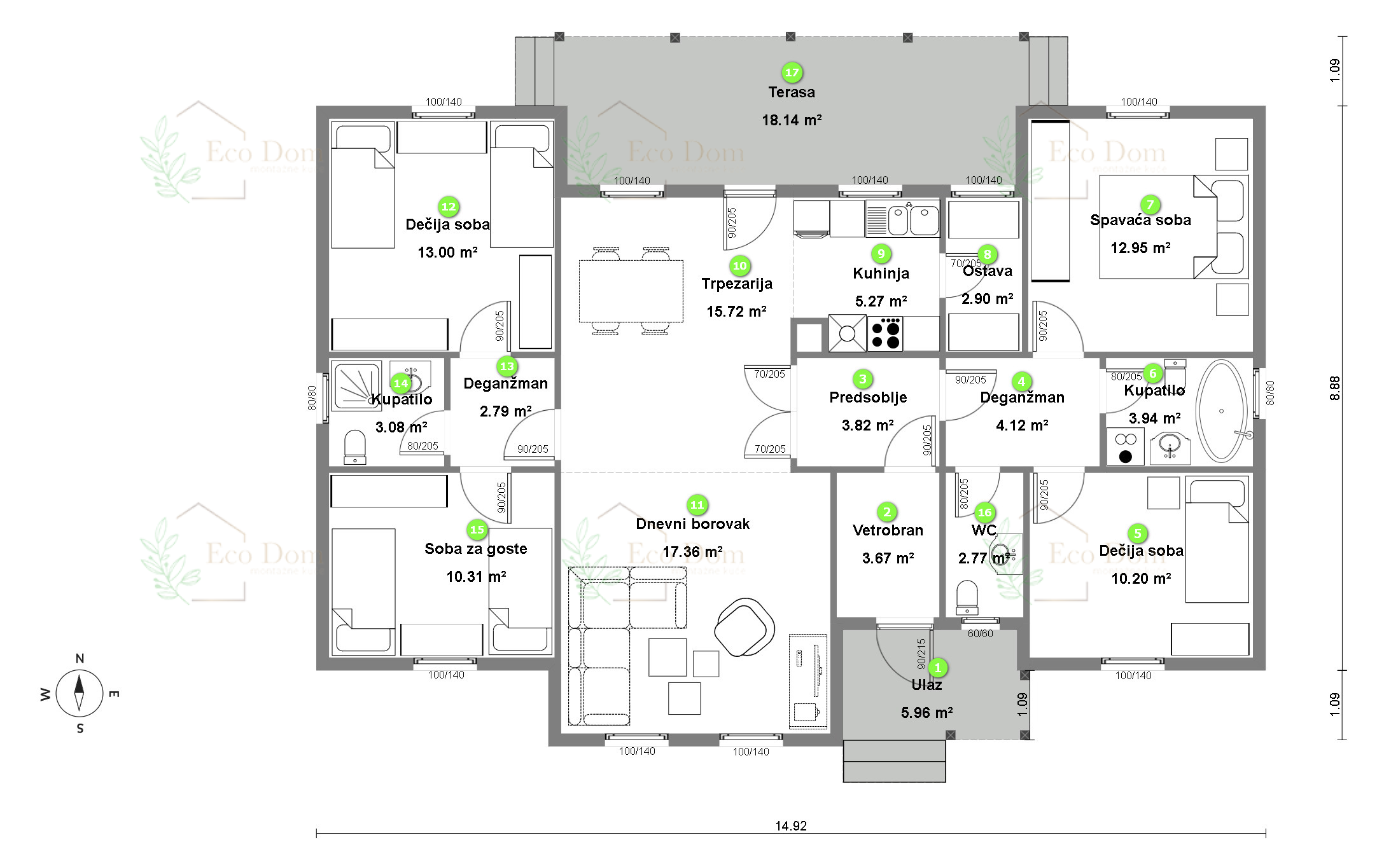 Prefab house Eco 135 – Ecodom